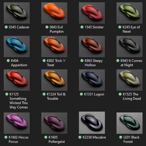 Custom Car Paint Colors Chart
