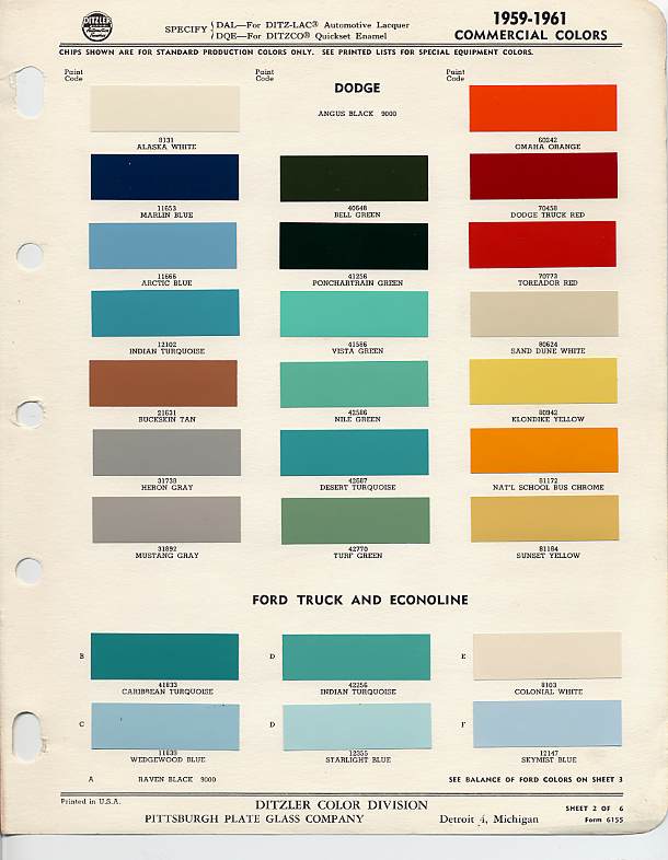 1960's Ford Truck Paint Colors – 66 Auto Color