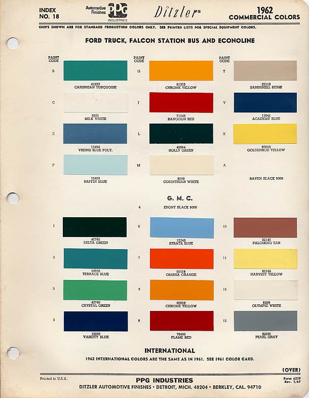 1960's Ford Truck Paint Colors – 66 Auto Color