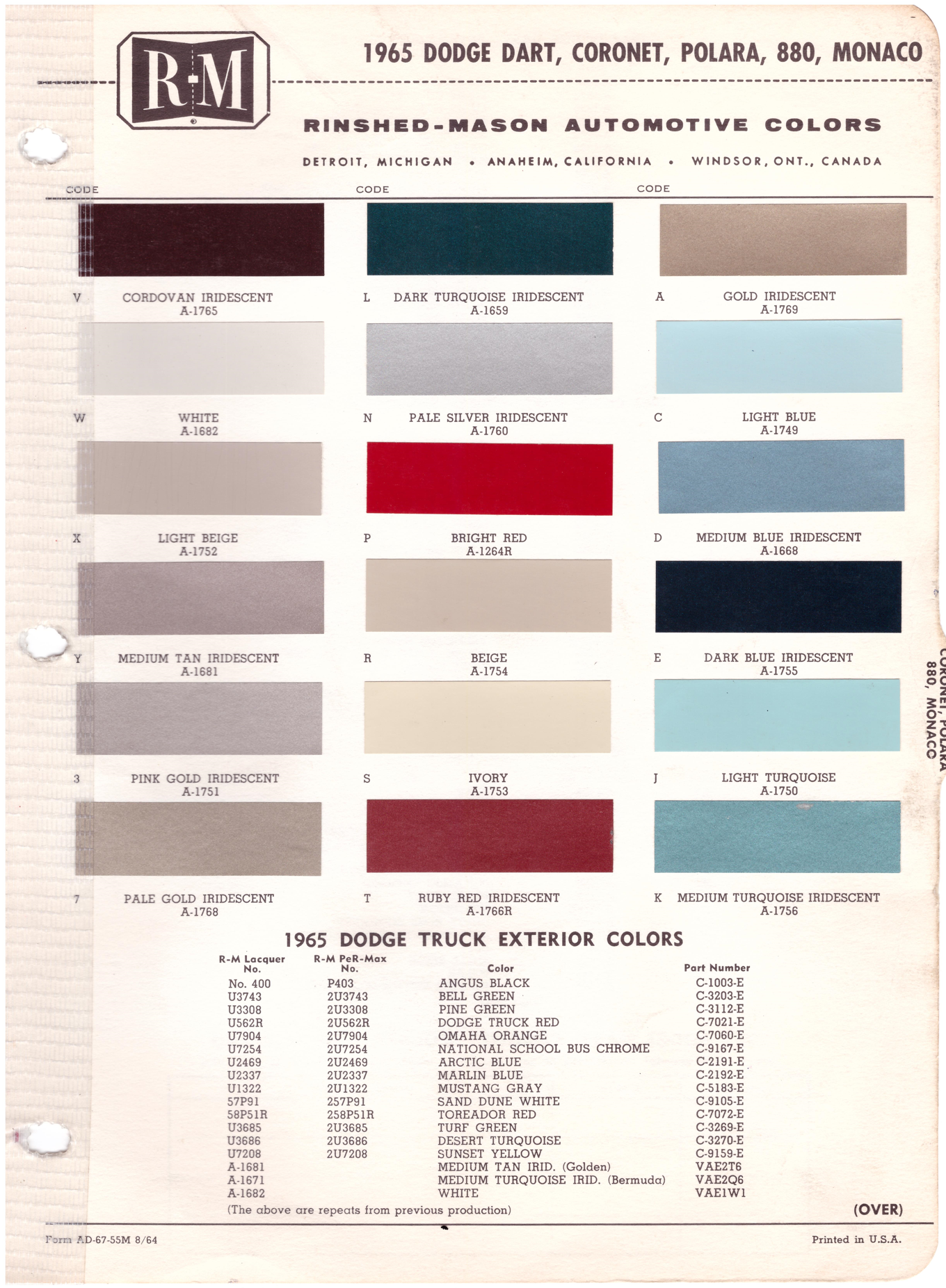 1965 Chevy Truck Paint Colors
