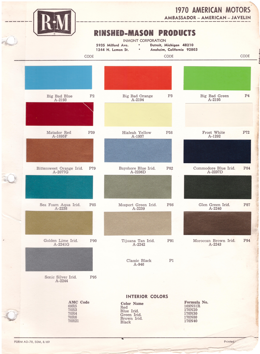 1970's AMC/Jeep Paint Colors – 66 Auto Color