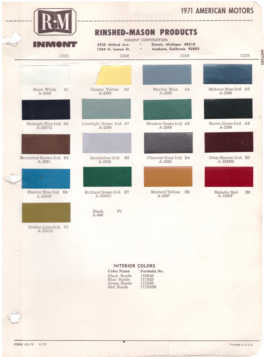 1970's AMC/Jeep Paint Colors – 66 Auto Color