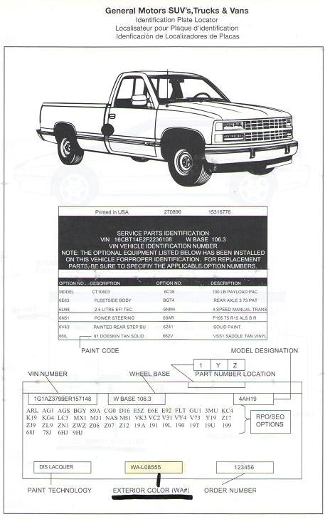 GM PAINT CODES – 66 Auto Color