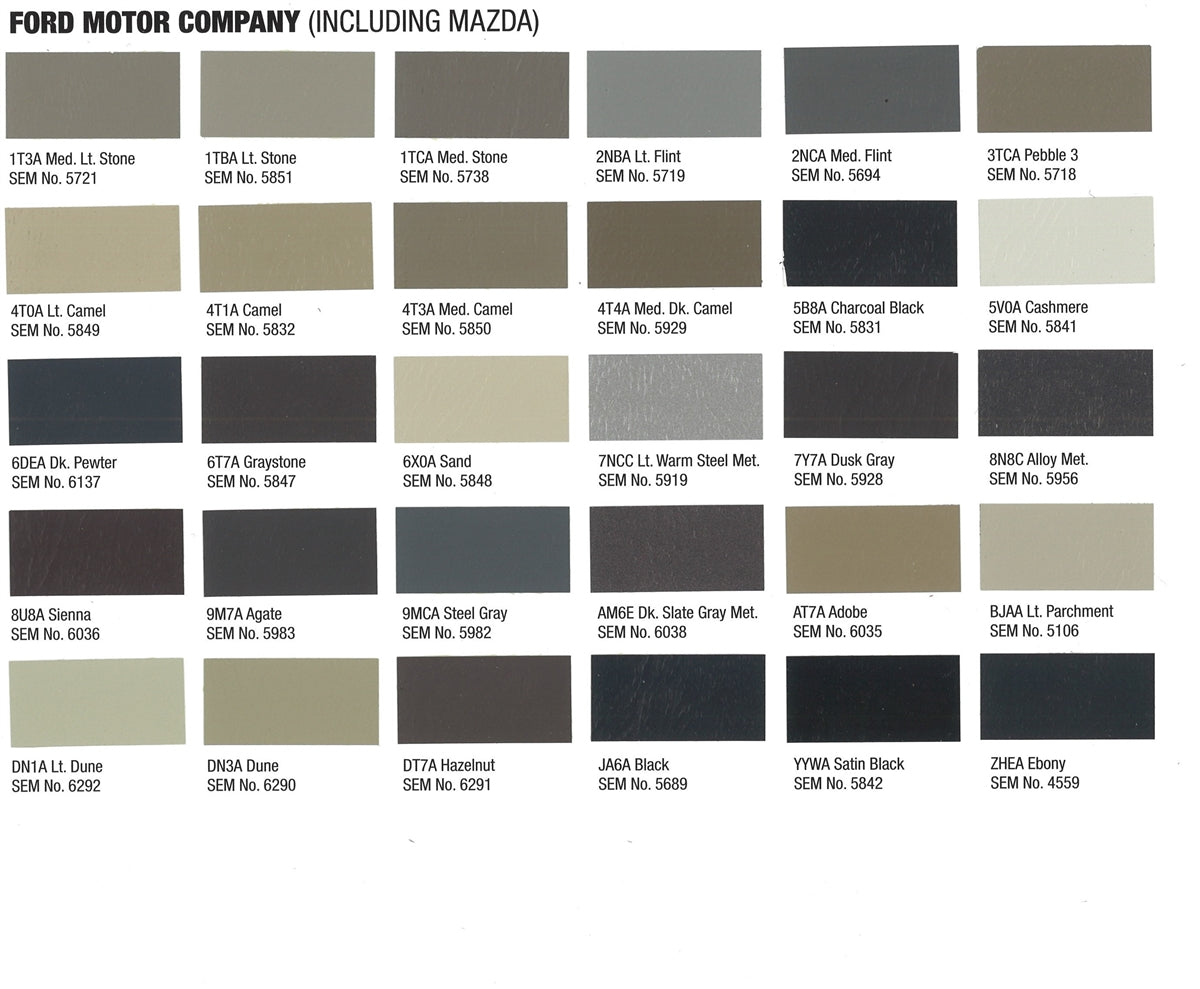 Ford Interior Paint Color Chart