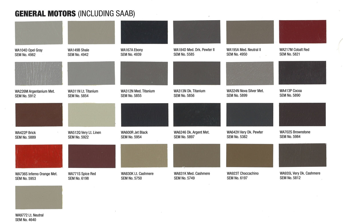 Interior Upholstery Paint GM - Chevrolet 2012 – 66 Auto Color