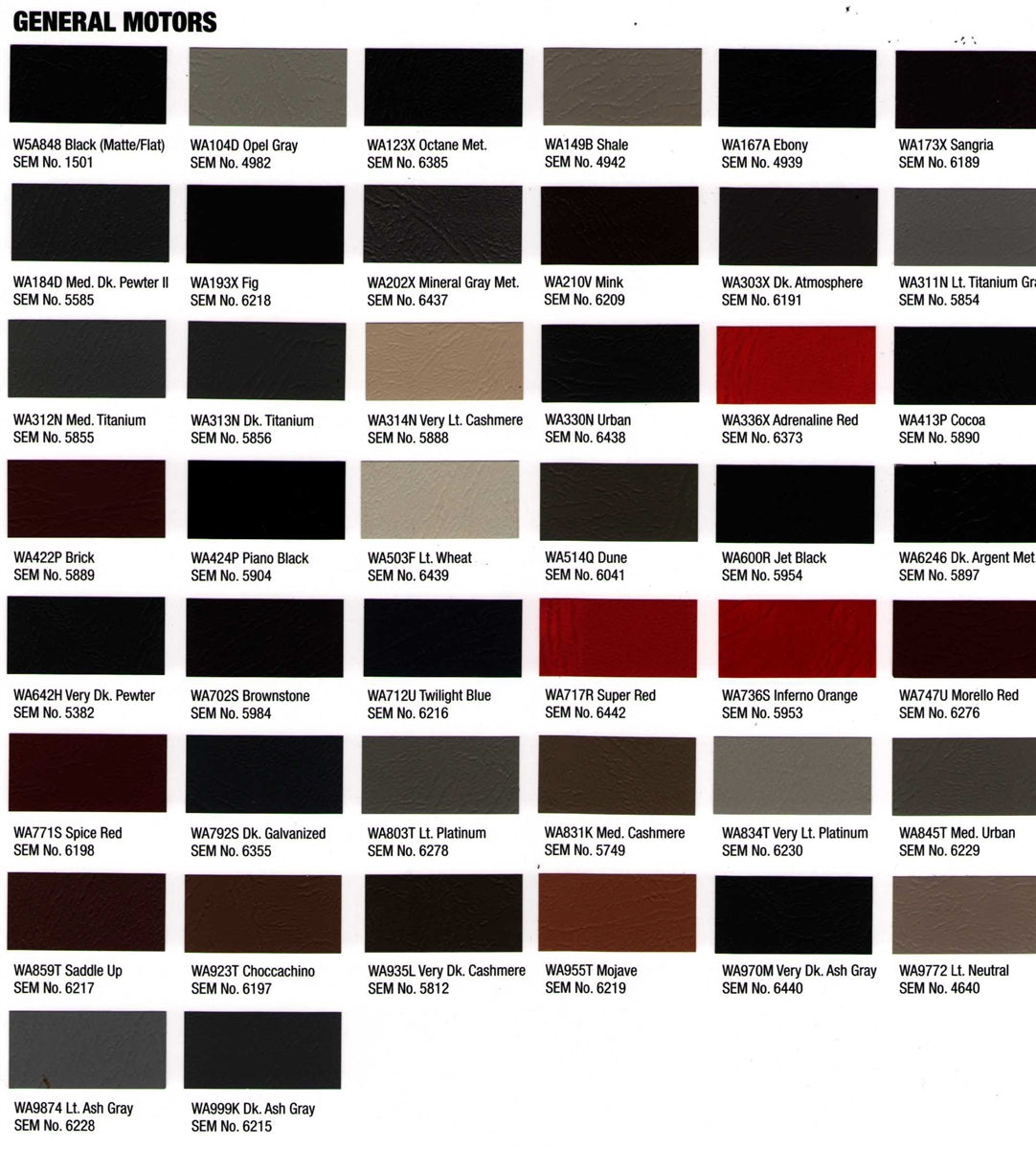 Interior Upholstery Paint GM - Chevrolet 2015 – 66 Auto Color